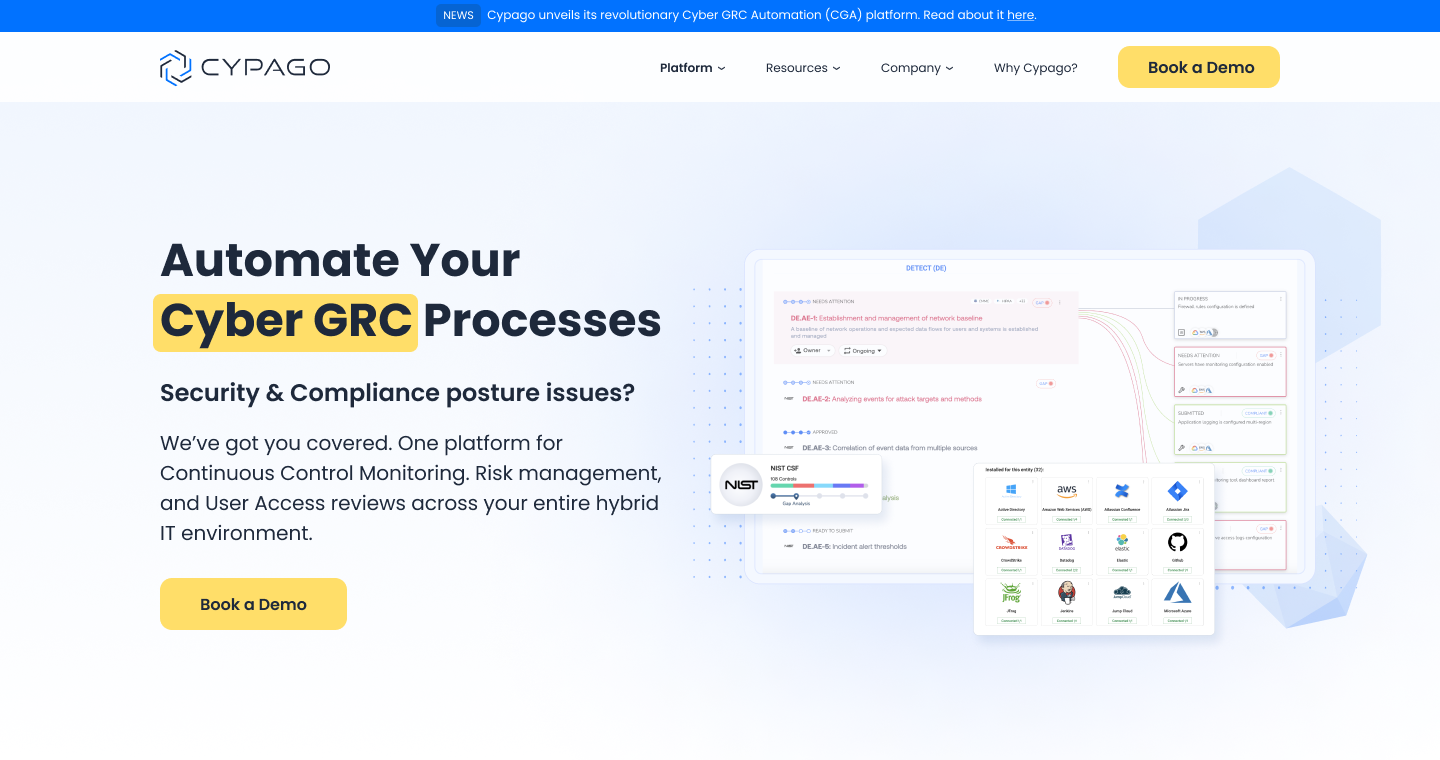 Cypago - Enterprise- Cyber GRC Automation Platform Cypago - Enterprise- Cyber GRC Automation Platform